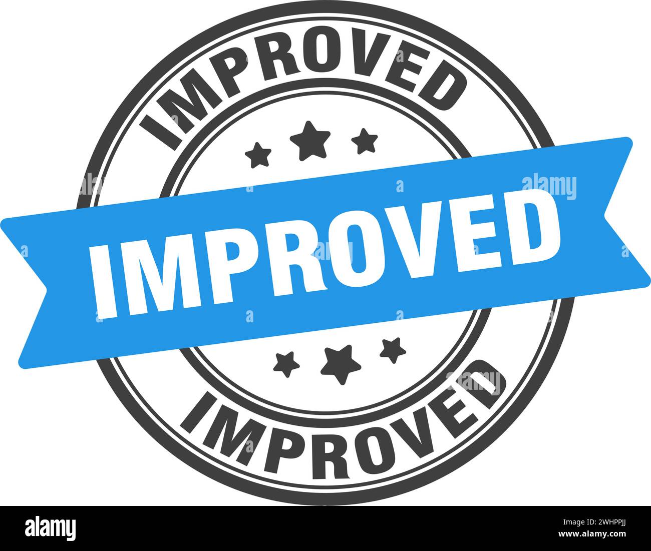 improved stamp. improved round sign. label on transparent background ...