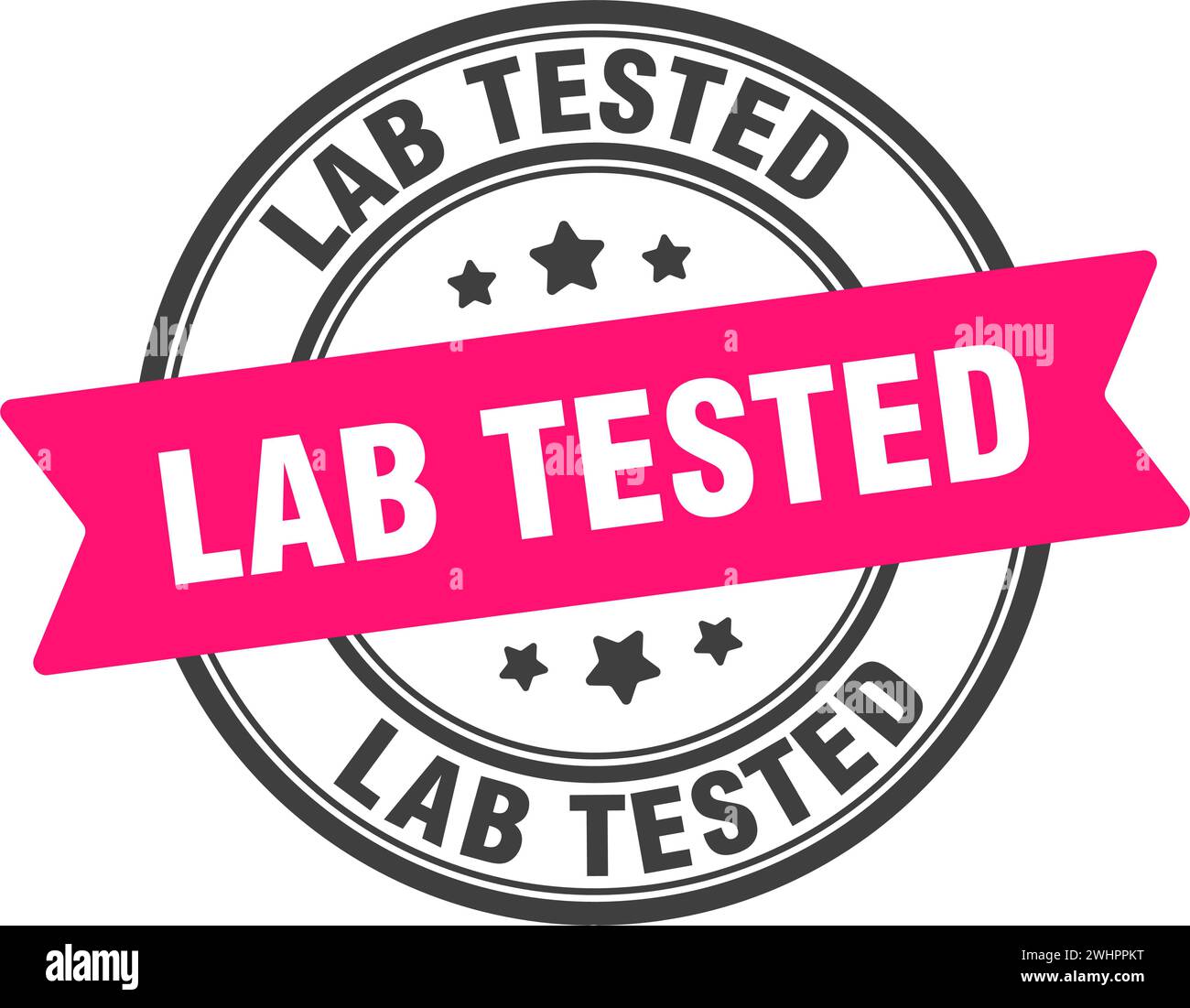 lab tested stamp. lab tested round sign. label on transparent ...