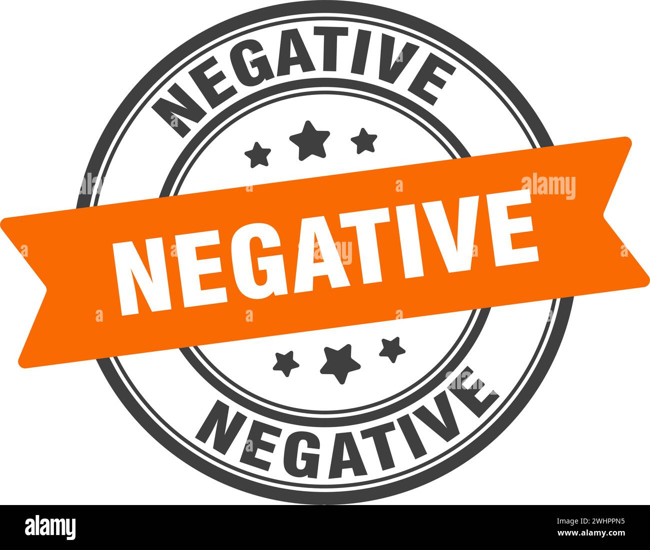 negative stamp. negative round sign. label on transparent background ...