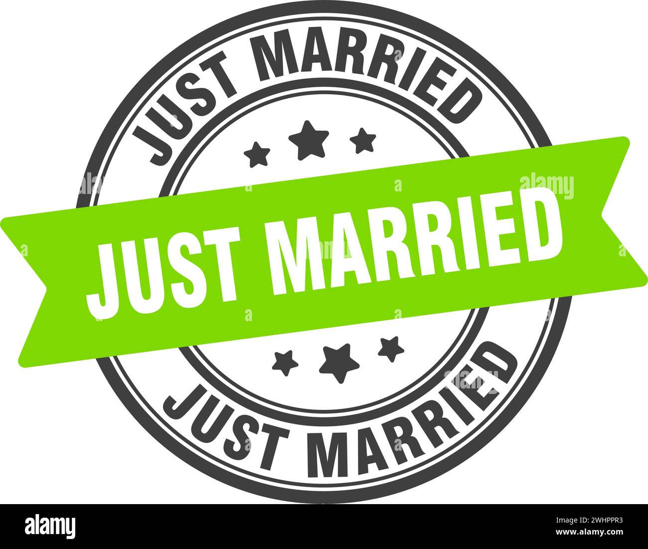 just married stamp. just married round sign. label on transparent ...