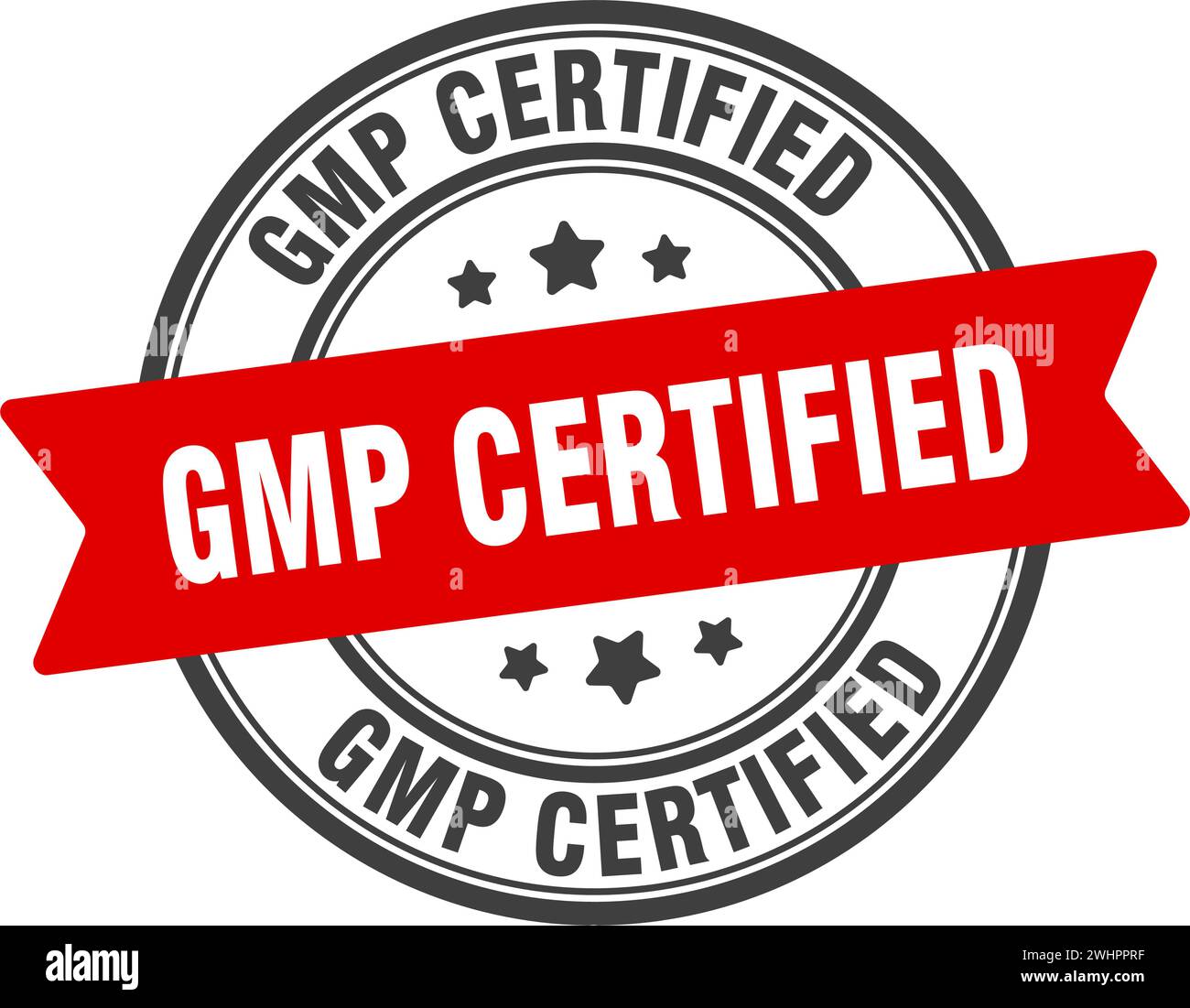 gmp certified stamp. gmp certified round sign. label on transparent ...