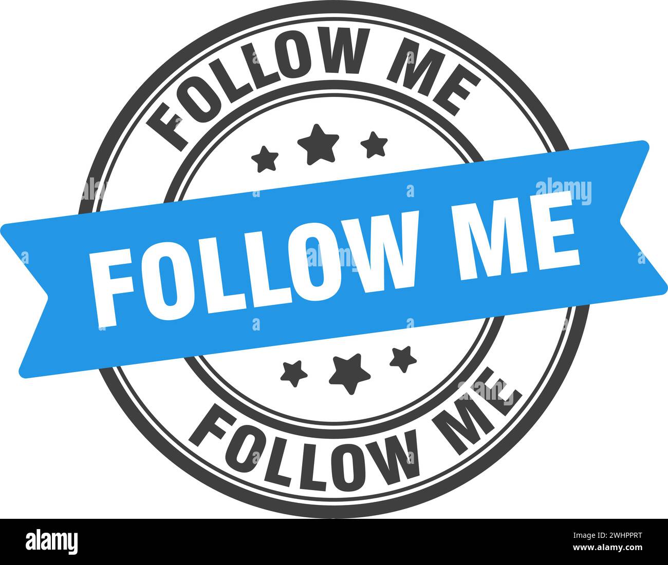 follow me stamp. follow me round sign. label on transparent background ...