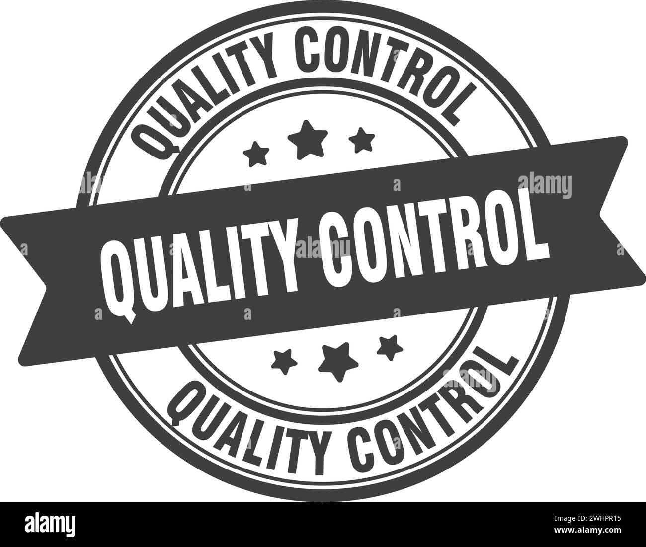 quality control stamp. quality control round sign. label on transparent ...