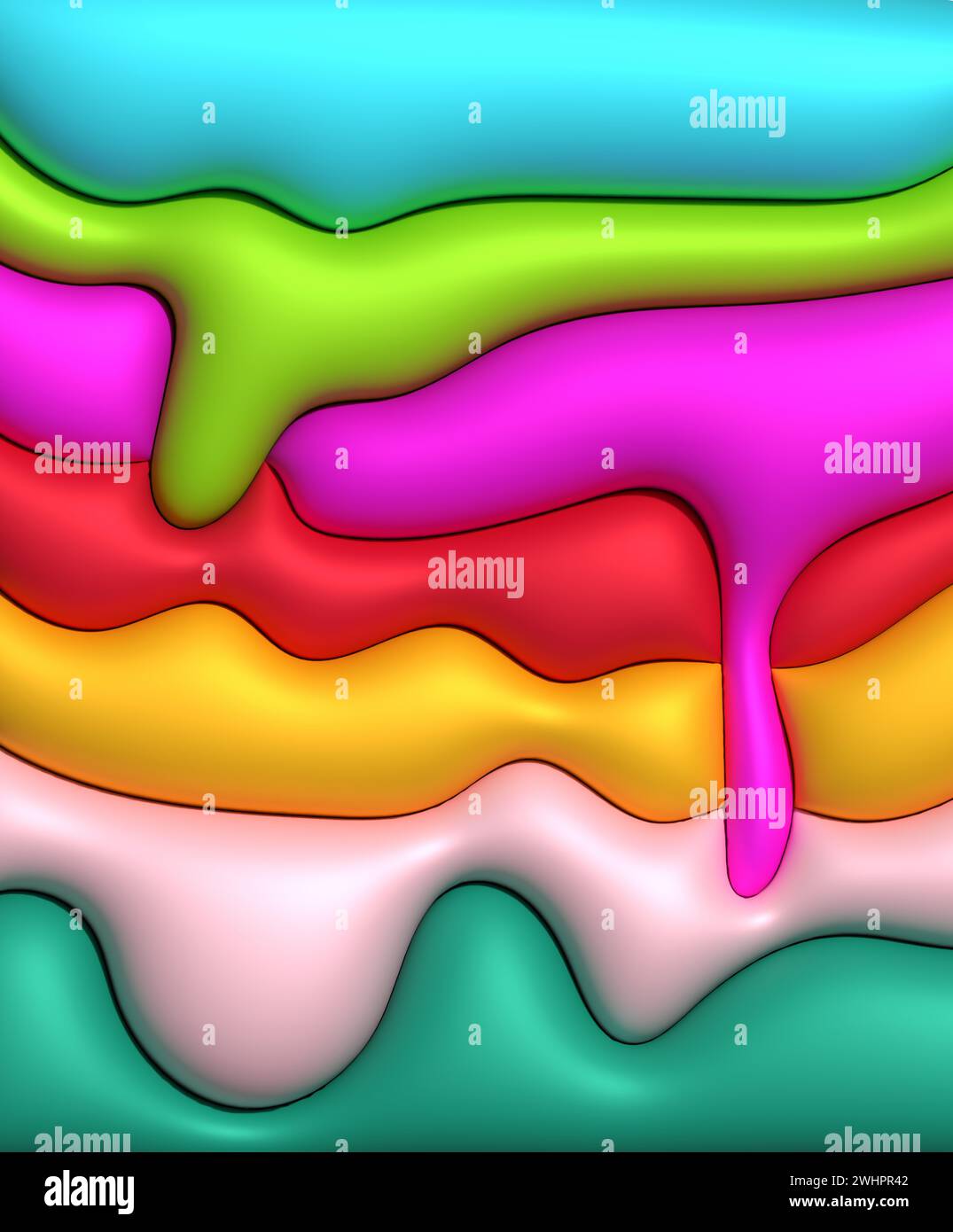 Abstract background with curved lines, 3D rendering illustration ...