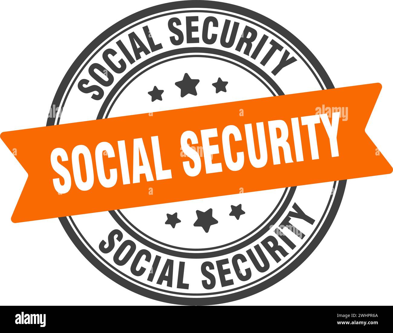 social security stamp. social security round sign. label on transparent ...