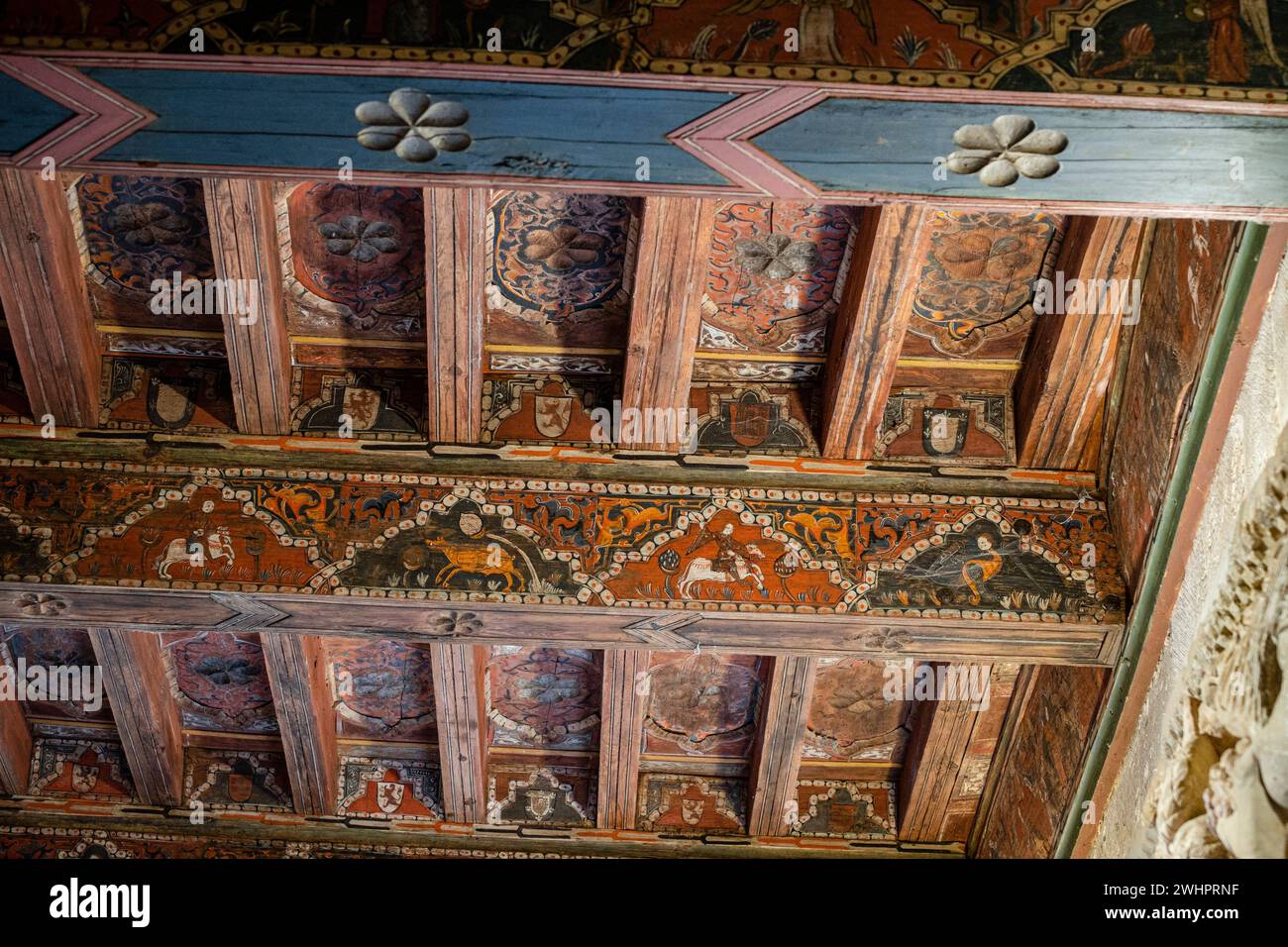 Mudejar coffered ceiling from the 14th century, cloister of Santo ...