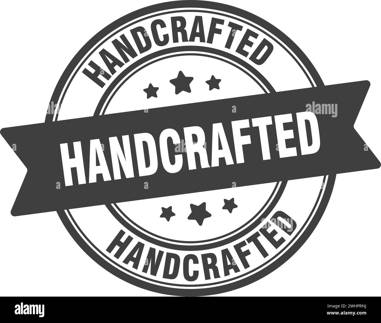 hand crafted stamp. hand crafted round sign. label on transparent ...
