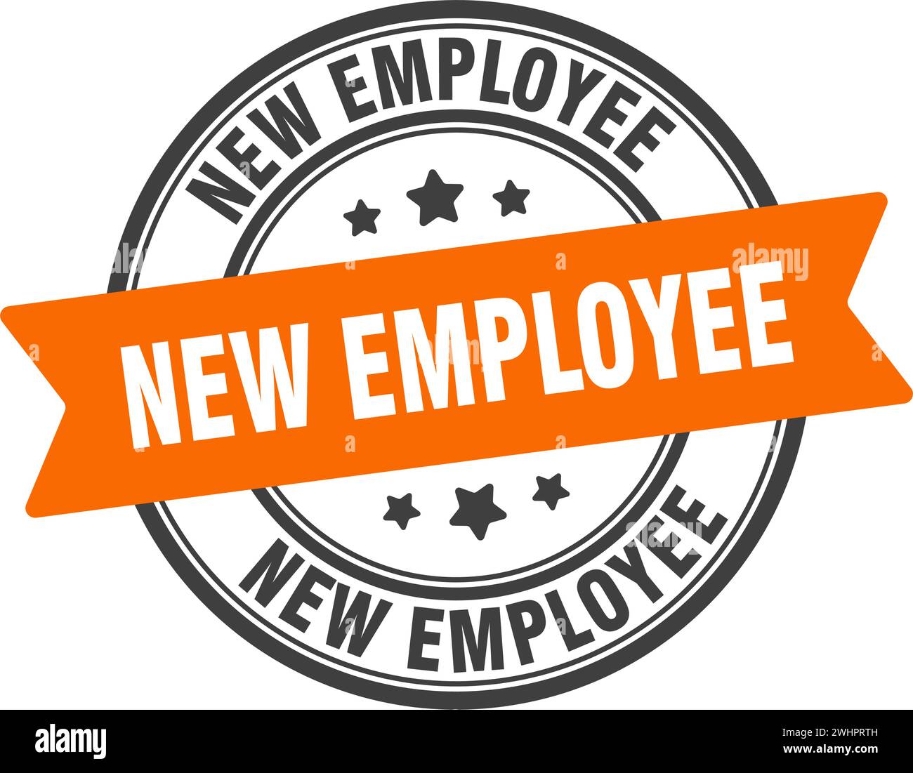 new employee stamp. new employee round sign. label on transparent ...