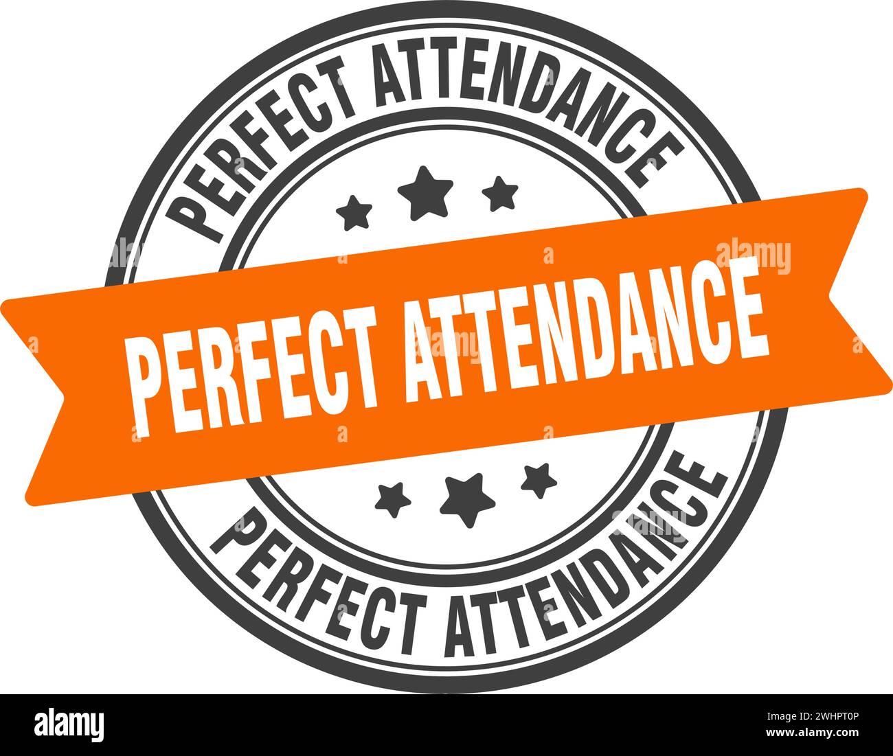 perfect attendance stamp. perfect attendance round sign. label on ...