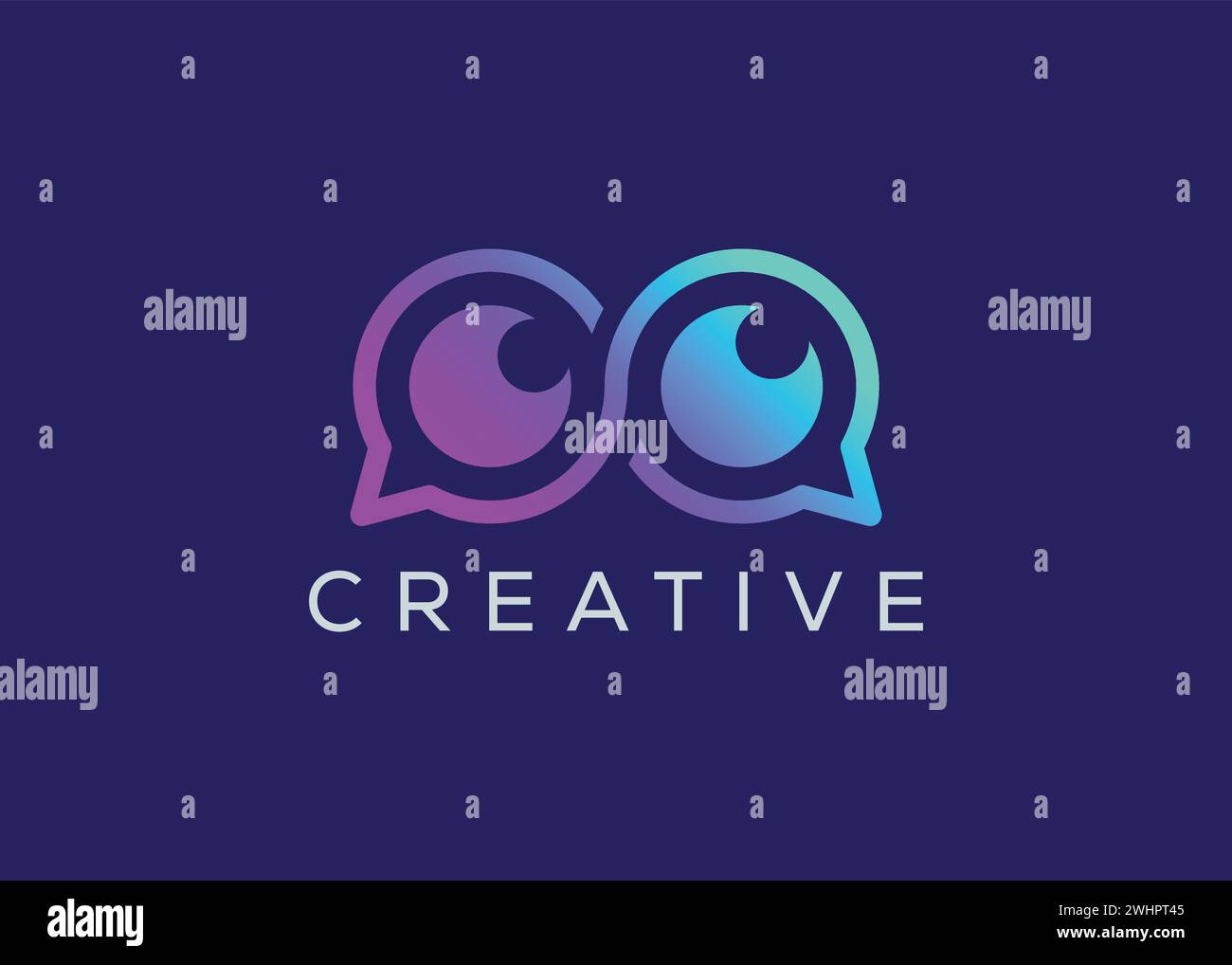 Minimalist eye chat logo design vector template. Creative modern vision ...
