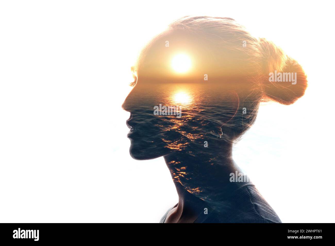 Woman mindset and mind psychology concept. Mental health and brain ...