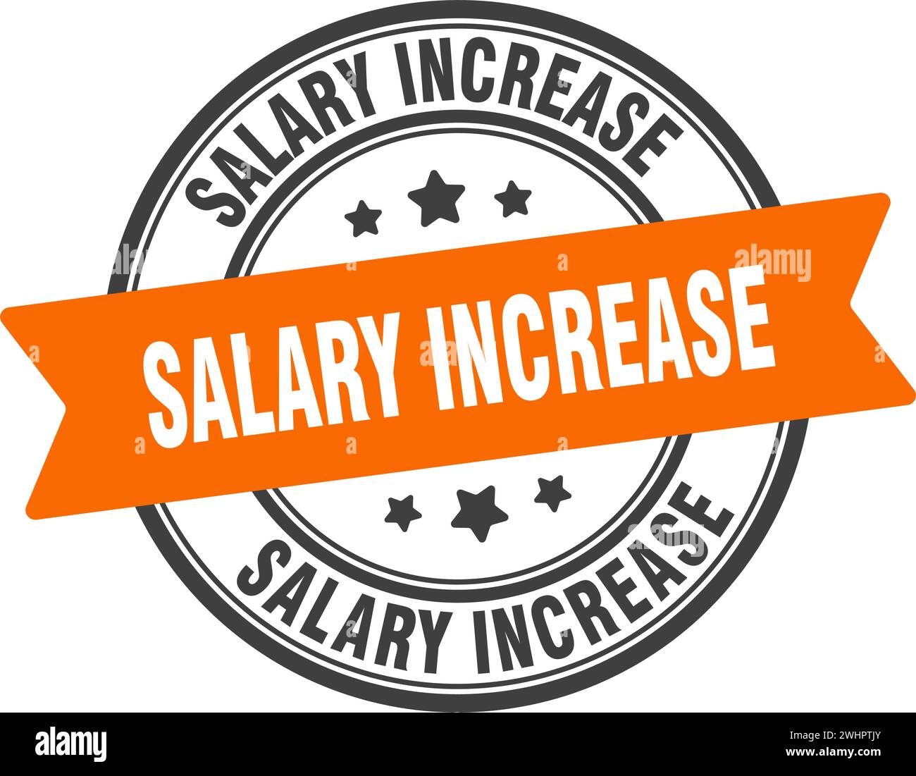 salary increase stamp. salary increase round sign. label on transparent ...