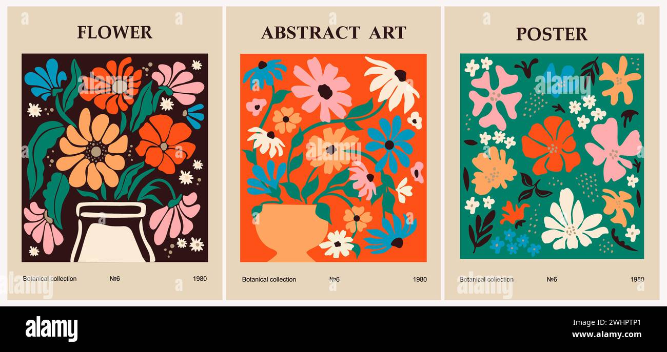 Set of abstract Flower Market posters vector art Stock Vector Image ...