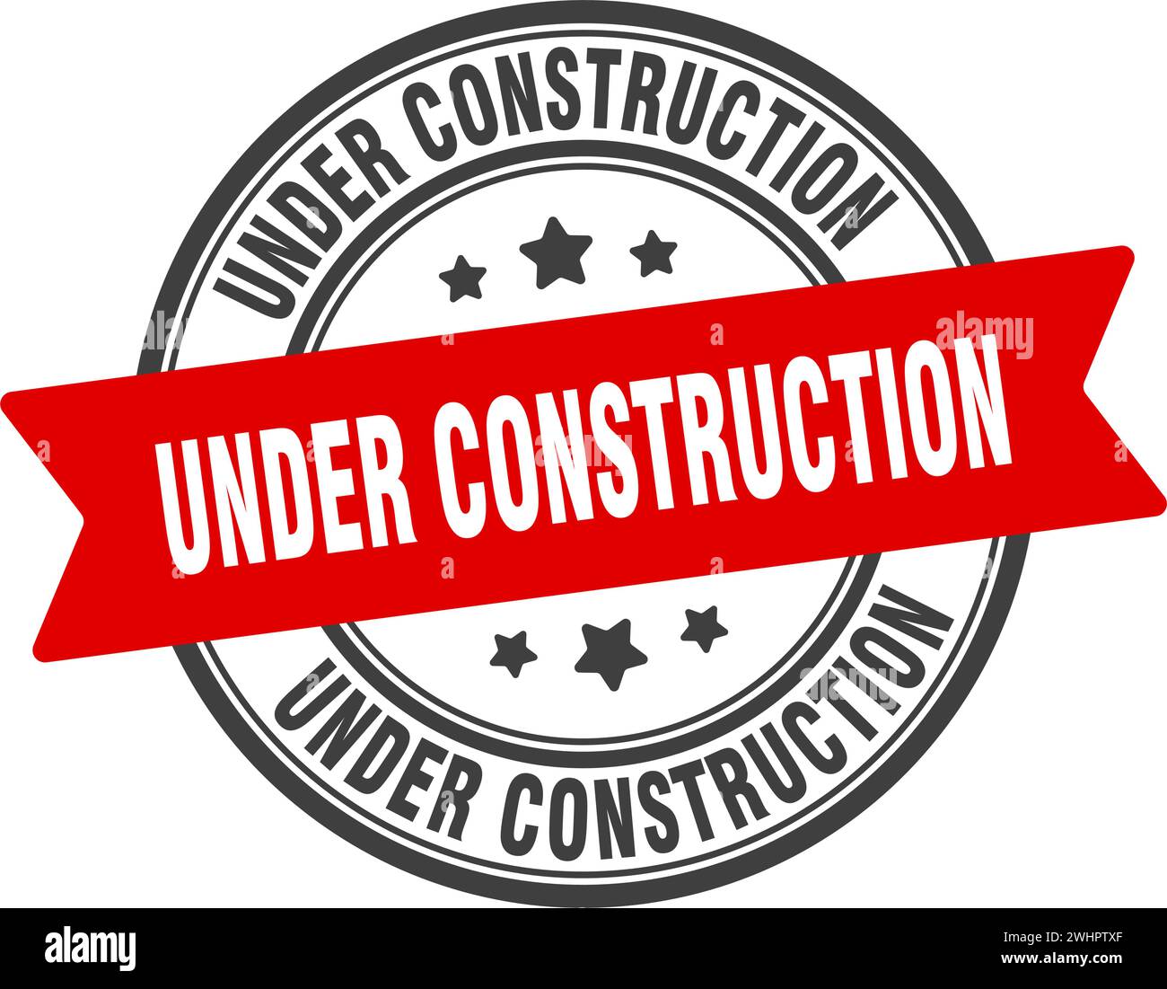 under construction stamp. under construction round sign. label on ...