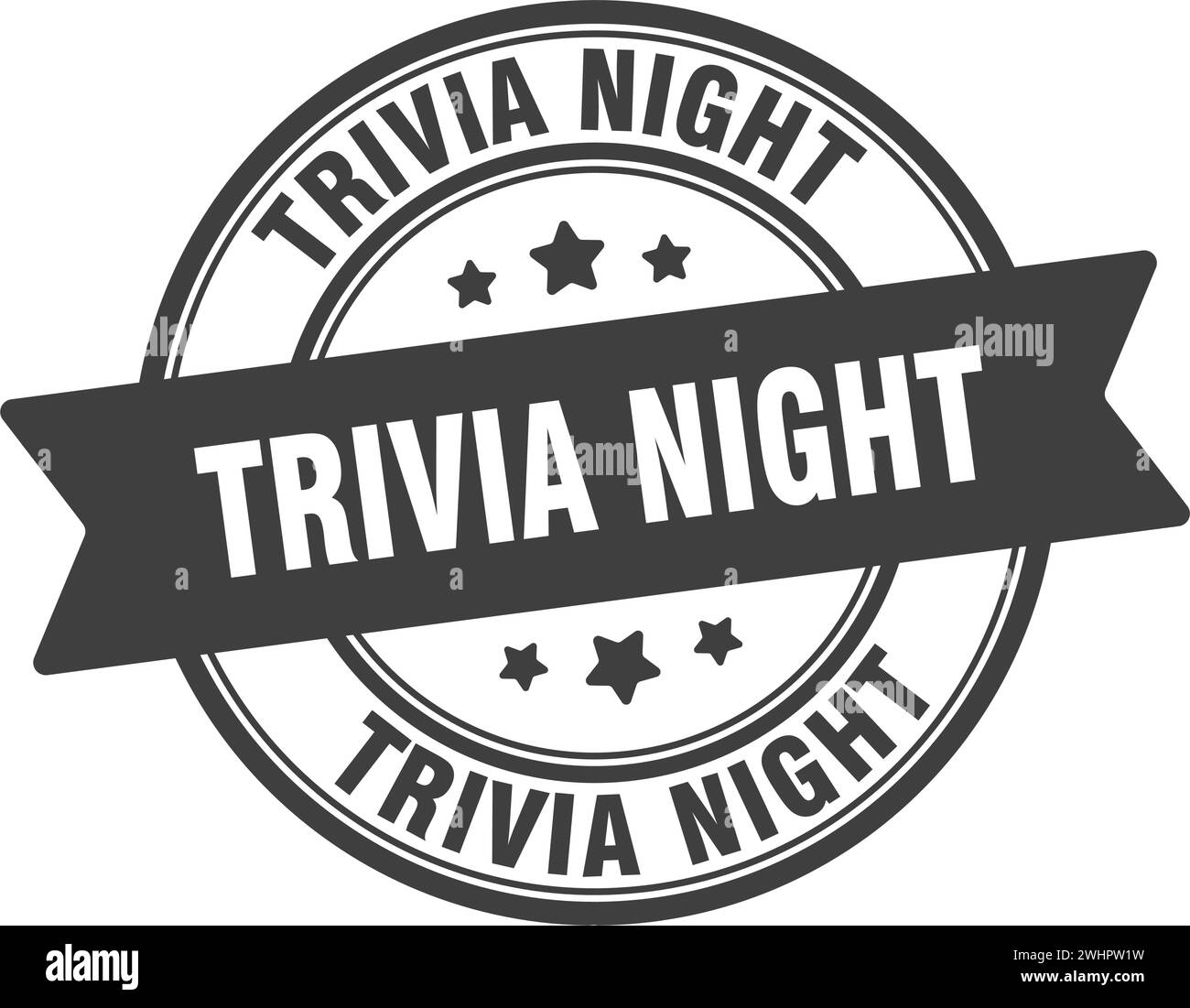 trivia night stamp. trivia night round sign. label on transparent ...