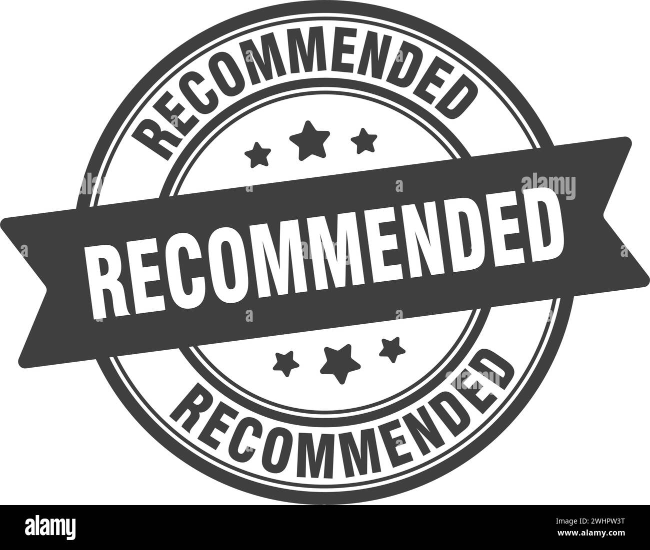 recommended stamp. recommended round sign. label on transparent ...