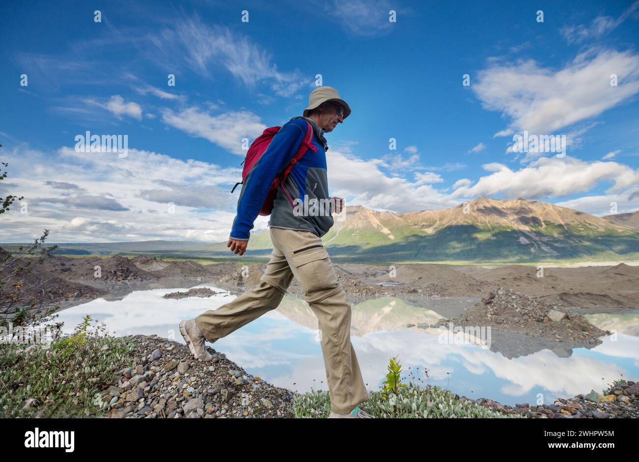 Hike in the fantastic landscape of Alaska, USA Stock Photo - Alamy
