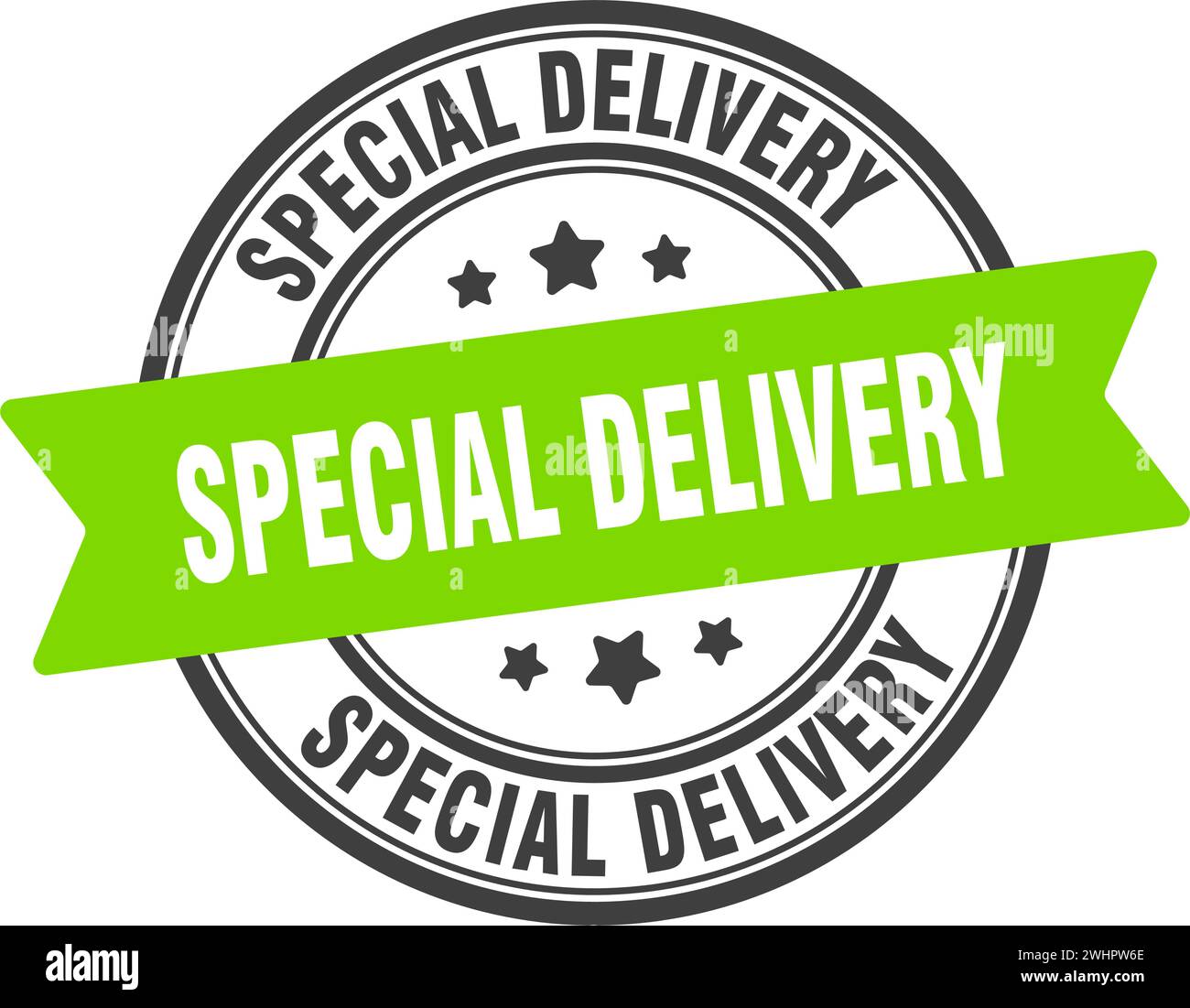 special delivery stamp. special delivery round sign. label on ...