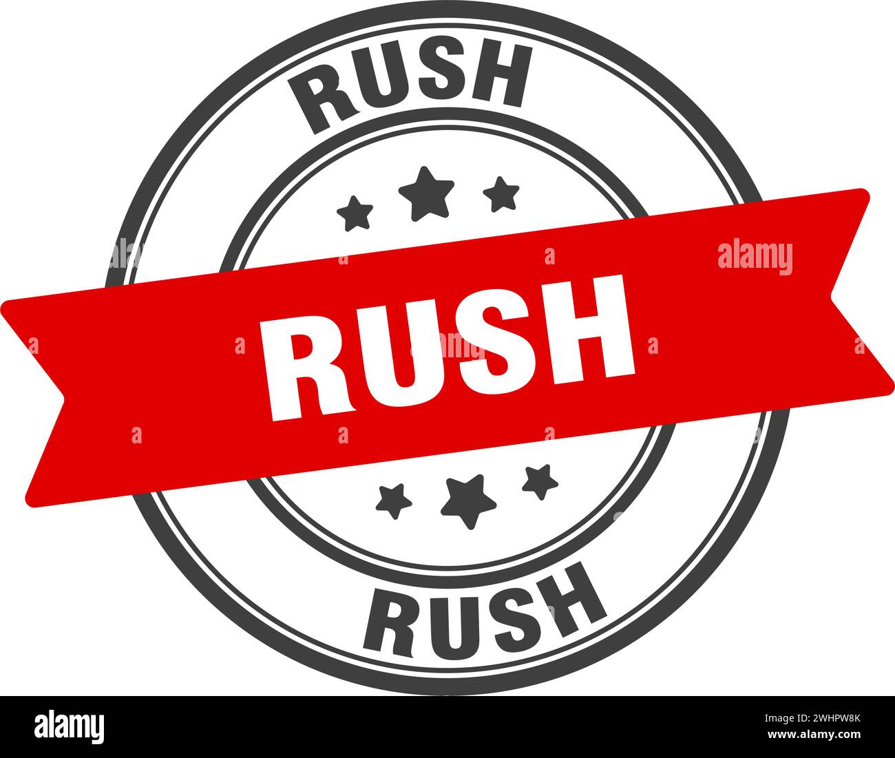 rush stamp. rush round sign. label on transparent background Stock ...