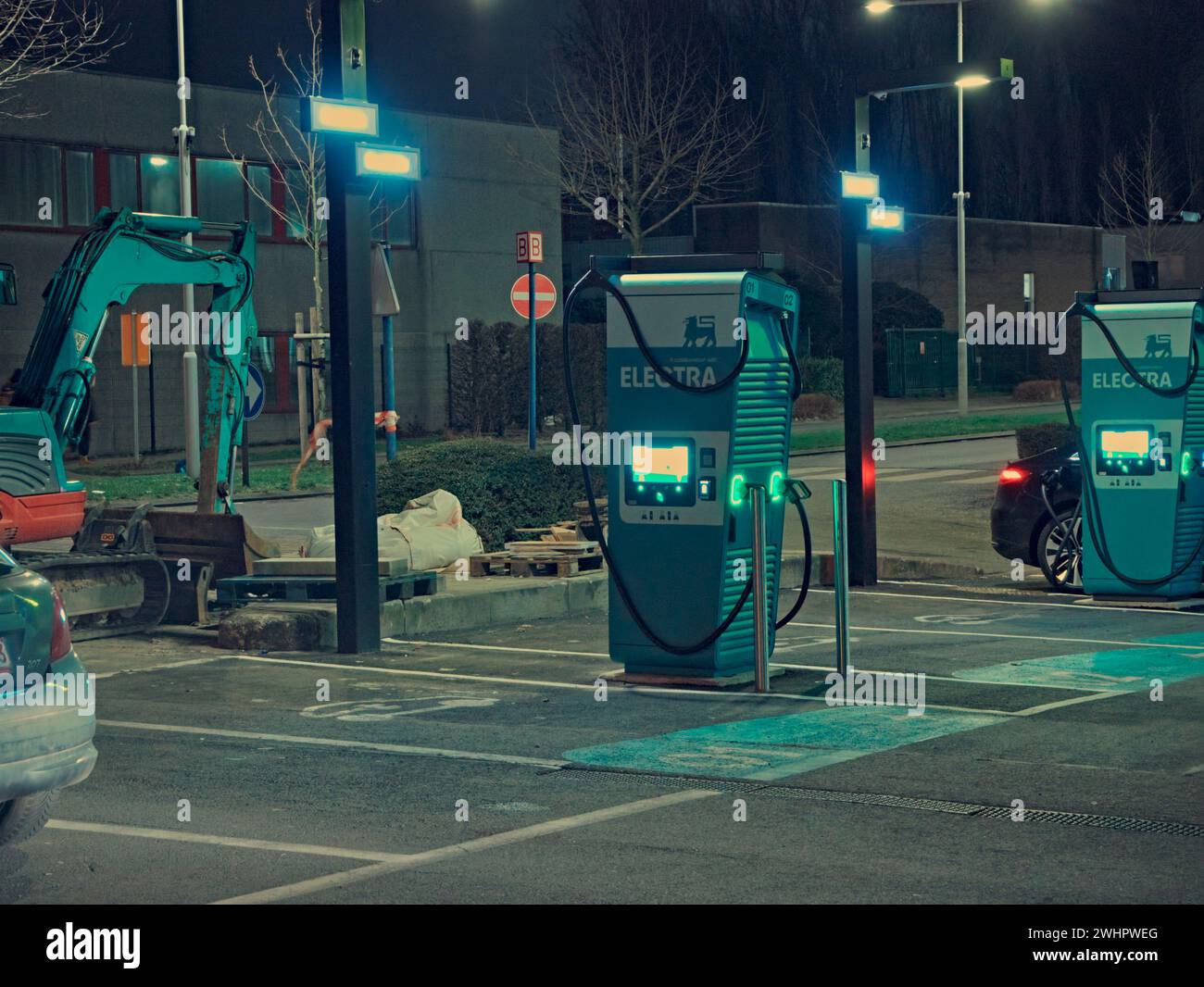 Brussels, Belgium. 6 February 2024. Street photography. Night city ...