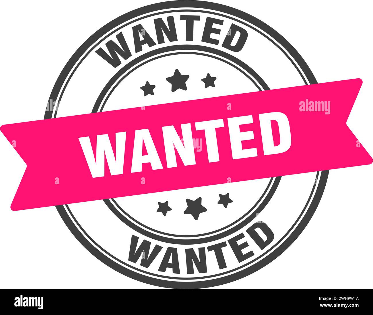 wanted stamp. wanted round sign. label on transparent background Stock ...