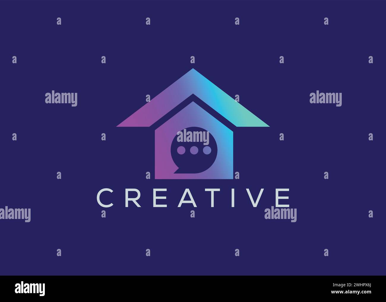 Minimalist home chat logo design vector template. Creative modern real ...