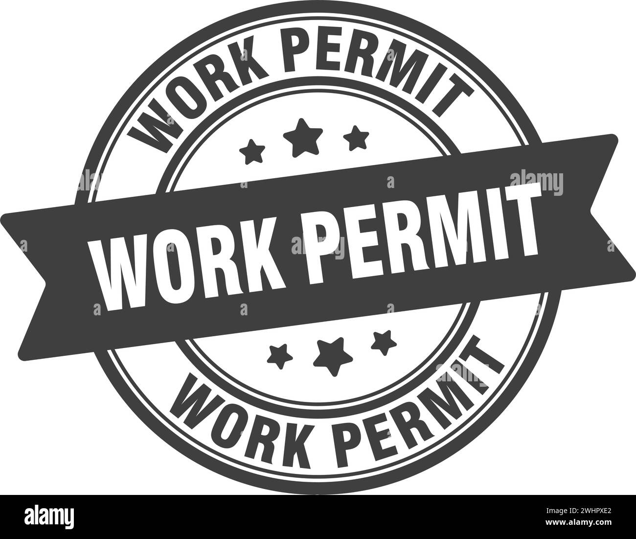 work permit stamp. work permit round sign. label on transparent ...