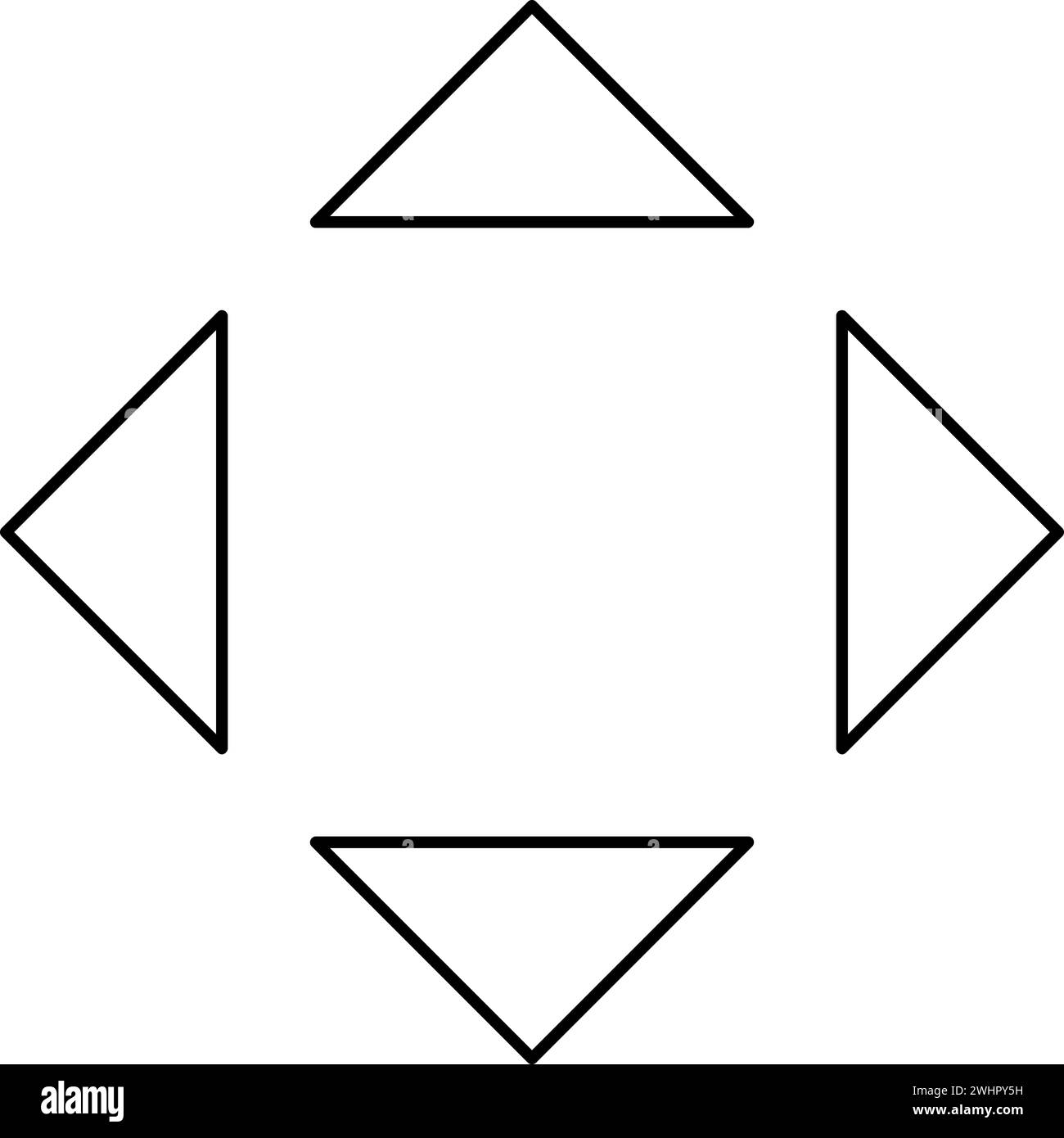 Four arrows pointing from the center symbol location contour outline ...