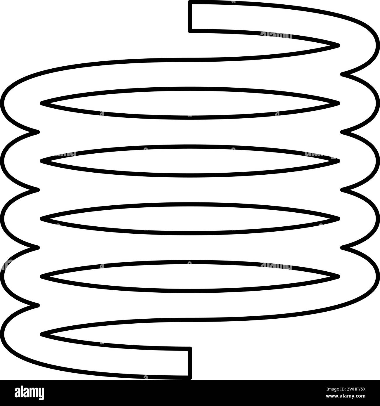 Metal Spring Flexible Contour Outline Line Icon Black Color Vector Illustration Image Thin Flat