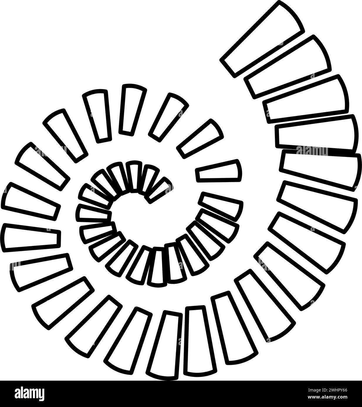 Spiral staircase circular stairs contour outline line icon black color ...