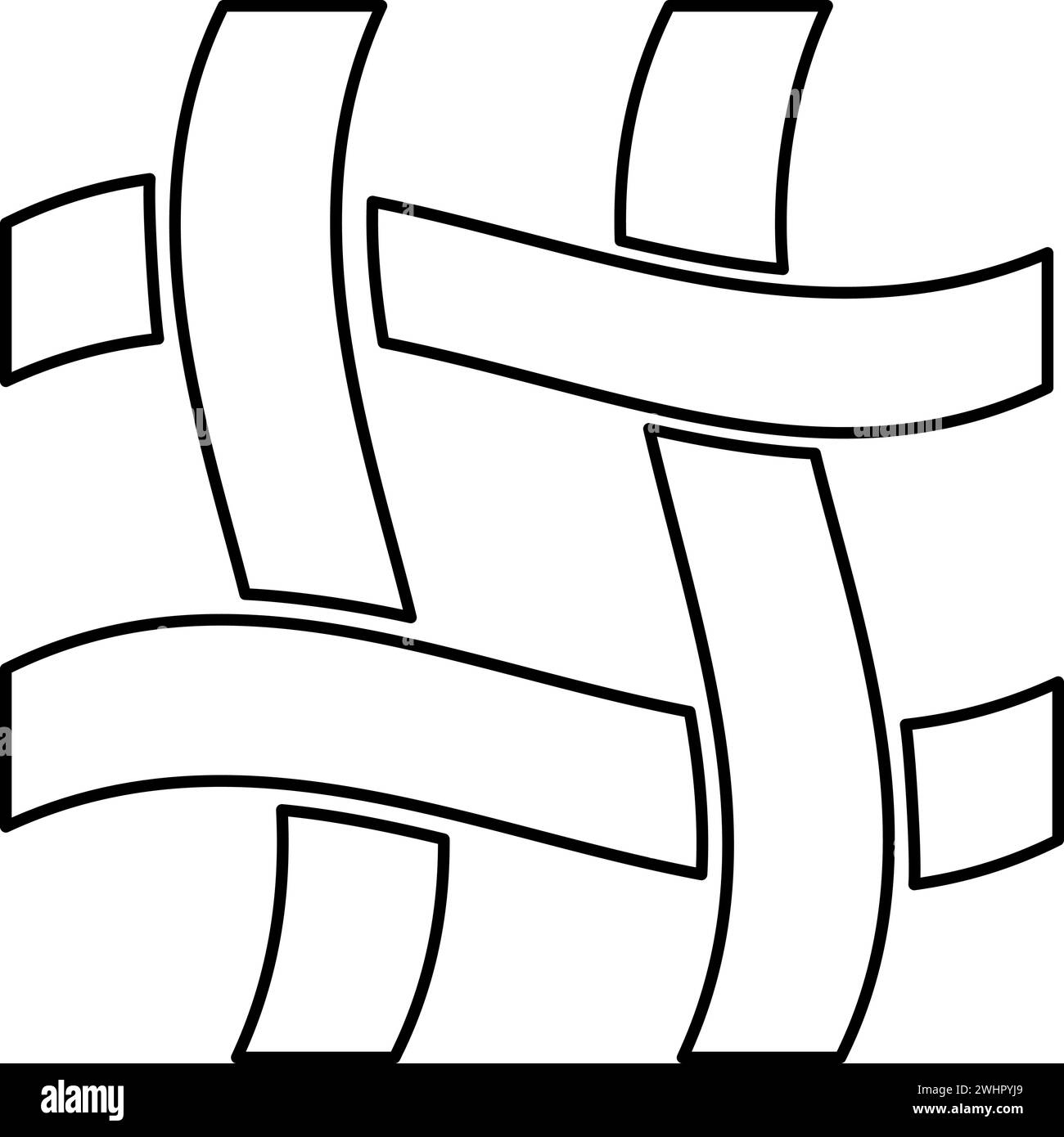 Textile fabric linen texture weaved contour outline line icon black ...