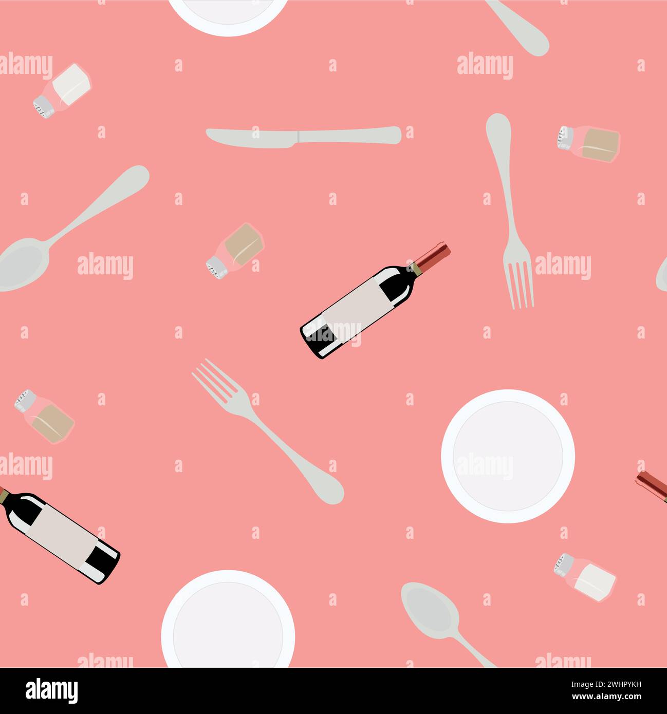 Vector Illustration Restaurant Themed Seamless Pattern Background Stock ...