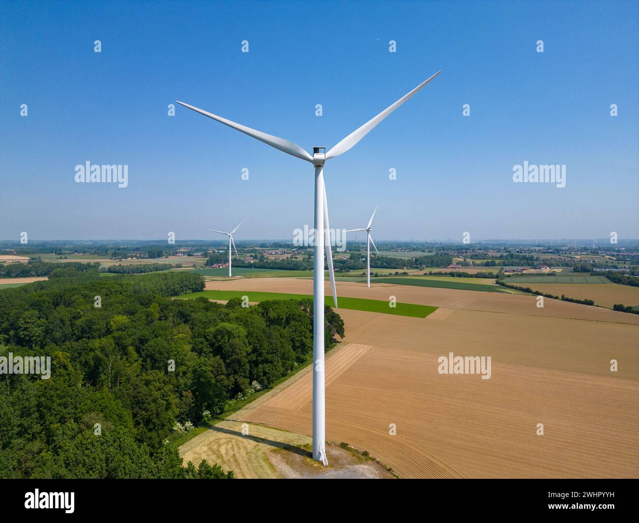 Renewable Energy: Electric Windmill in Farm Fields Stock Photo - Alamy