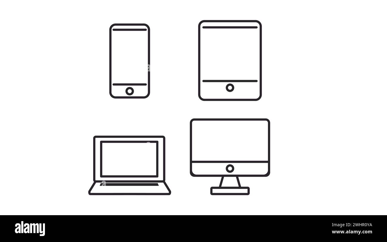 Black and White Devices Icon Set. Vector Isolated Illustration Stock ...