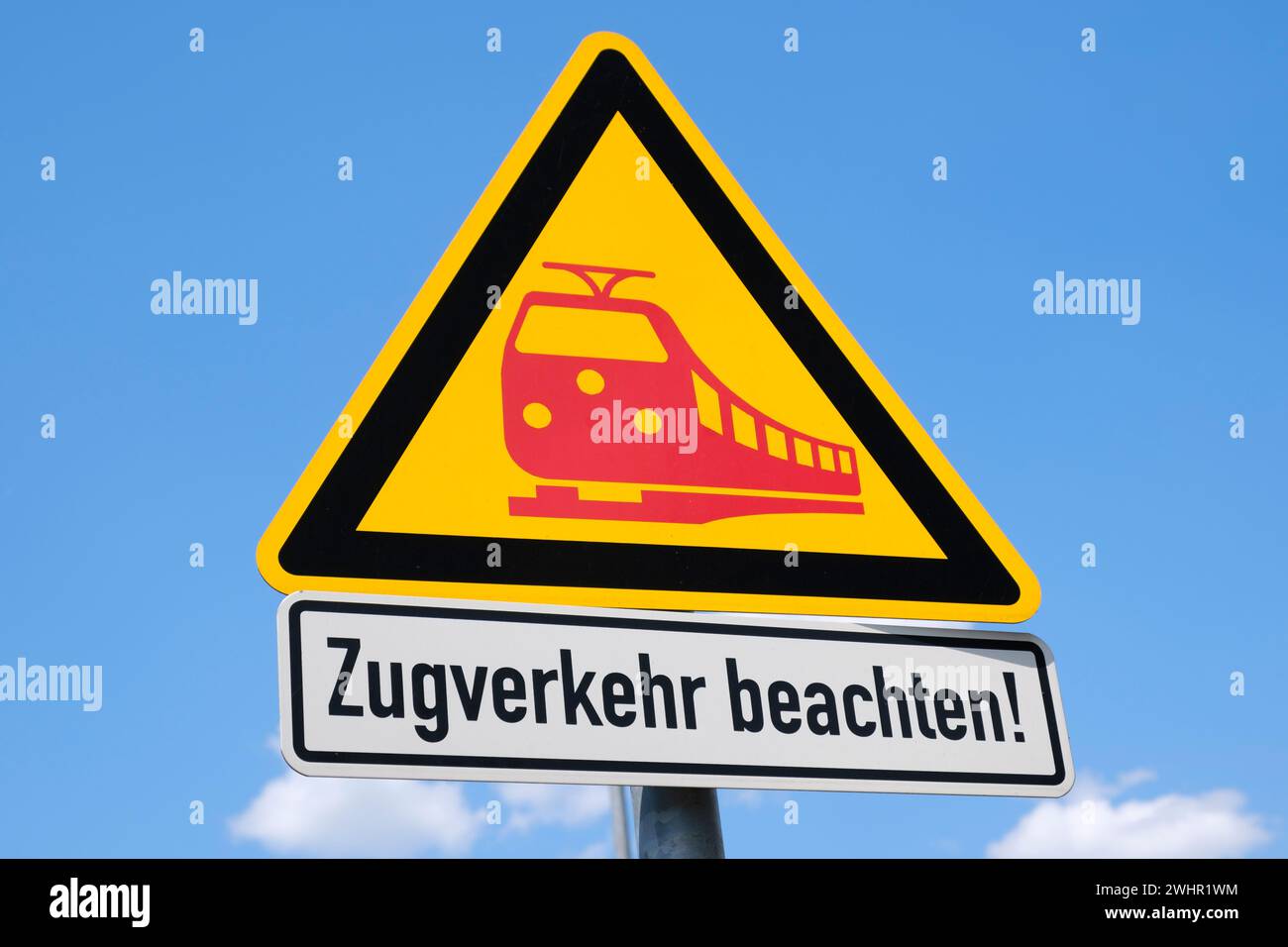 Warning sign Respect train service Stock Photo - Alamy