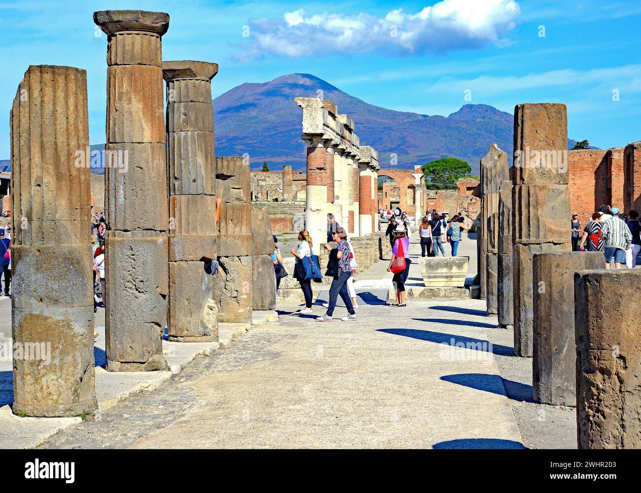 Street with columns, Forum of Pompeii Stock Photo - Alamy