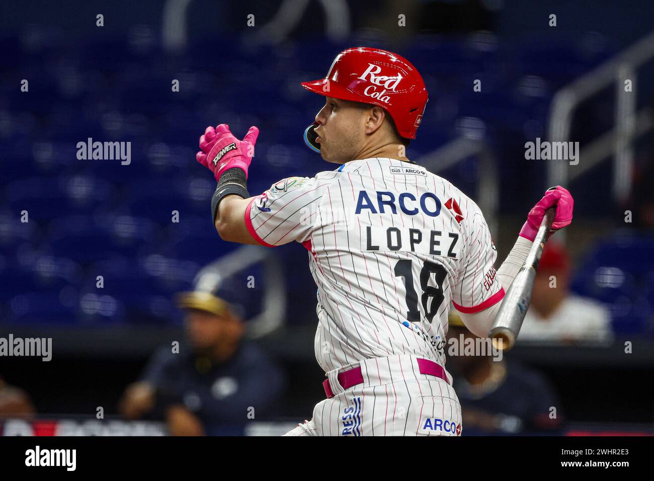 MIAMI, FLORIDA - FEBRUARY 1: Irving Lopez of Naranjeros of Mexico ...