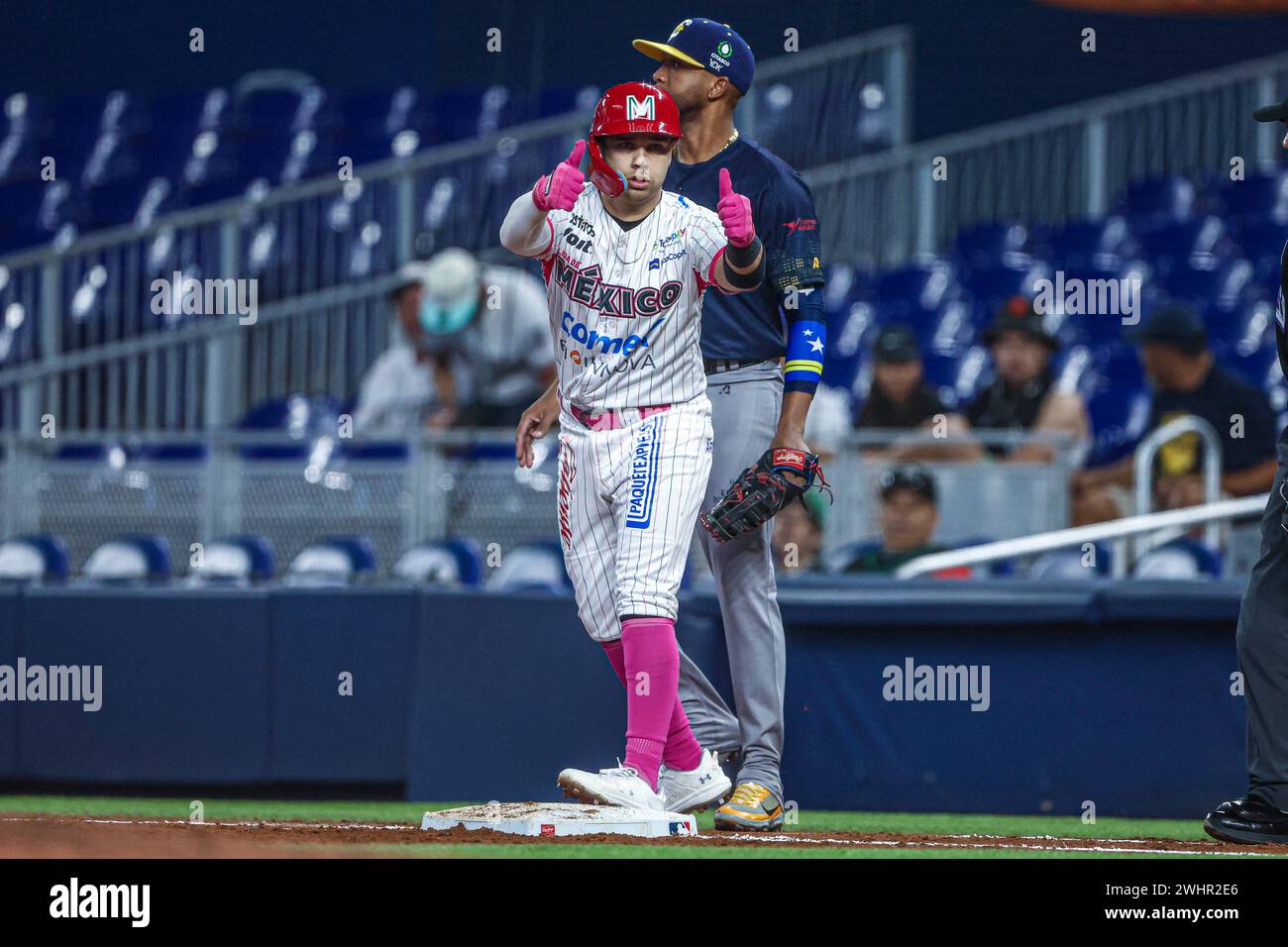 MIAMI, FLORIDA - FEBRUARY 1: Irving Lopez of Naranjeros of Mexico ...