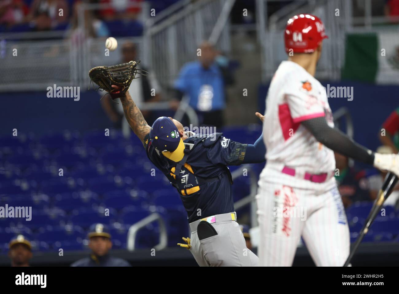 MIAMI, FLORIDA - FEBRUARY 1: Hendrik Clementina catcher of Curazao ...