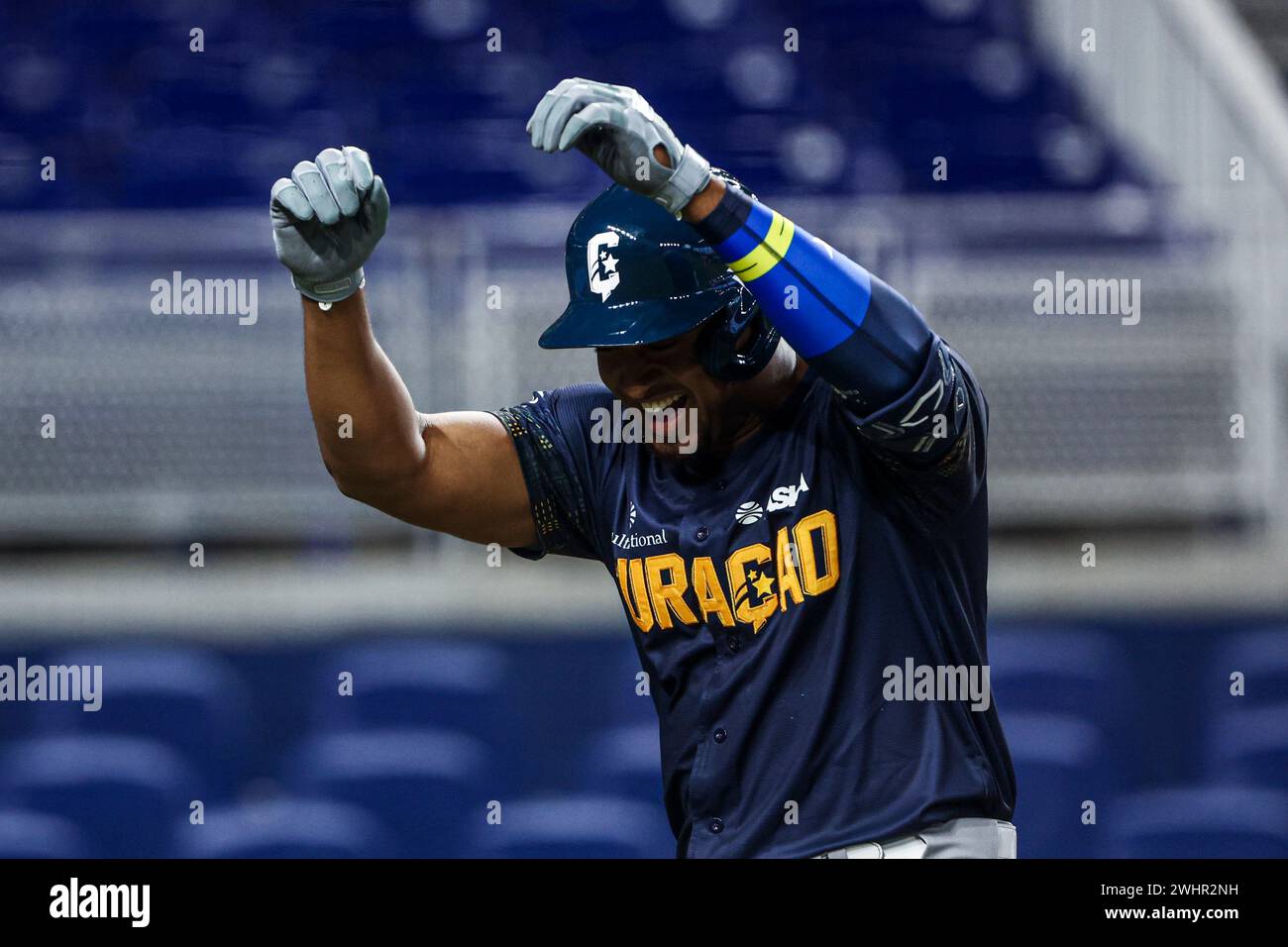 MIAMI, FLORIDA - FEBRUARY 1: Jonathan Schoop of Curacao celebrates home ...