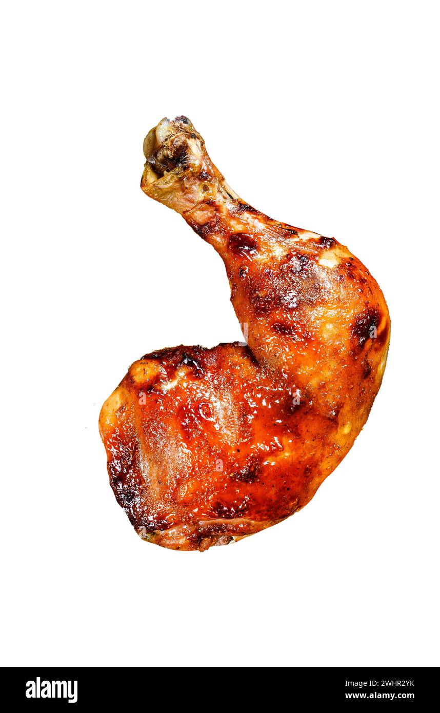 Cooked roasted chicken legs. Grilled meat. Isolated on white background ...