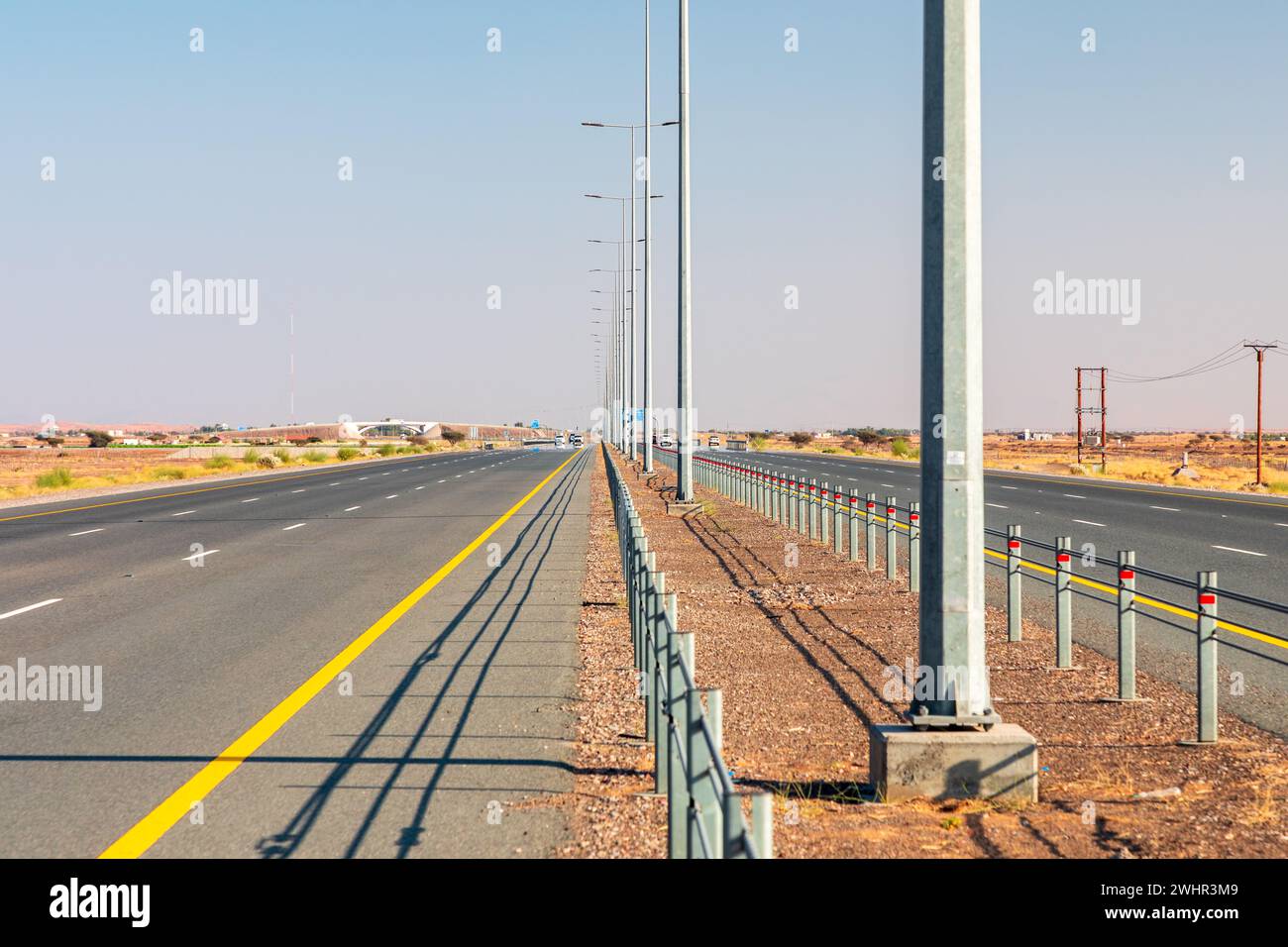 Motorway 23 from Muscat to Sur in North Oman. Low wide angle view Stock ...