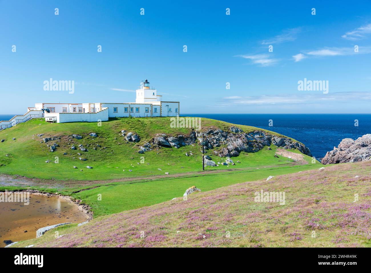 Strathy Point Lighthouse view in sunny day. NC500 attraction. Visit ...