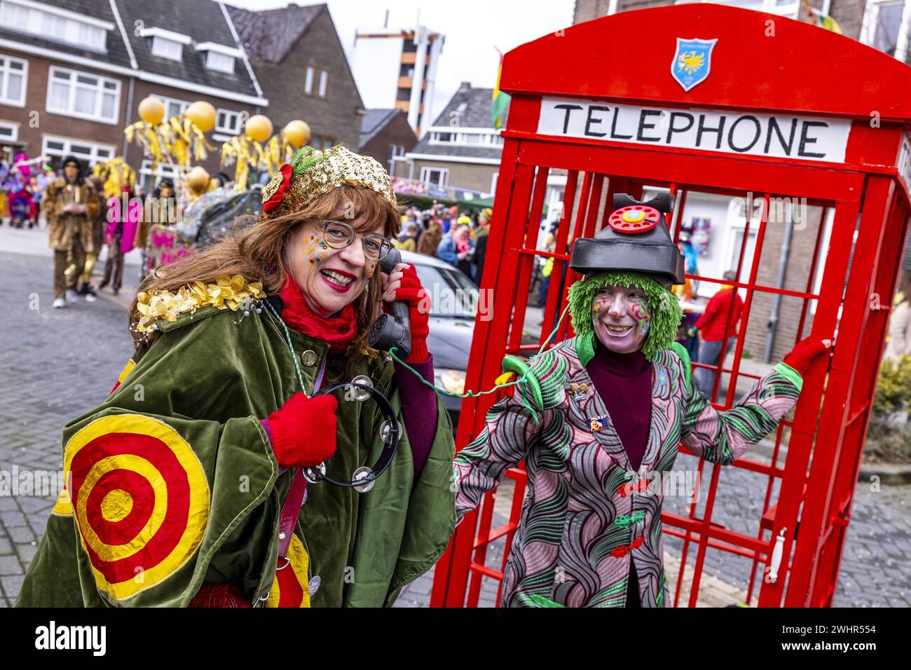 Carnival revelers during a carnival parade through the center of ...