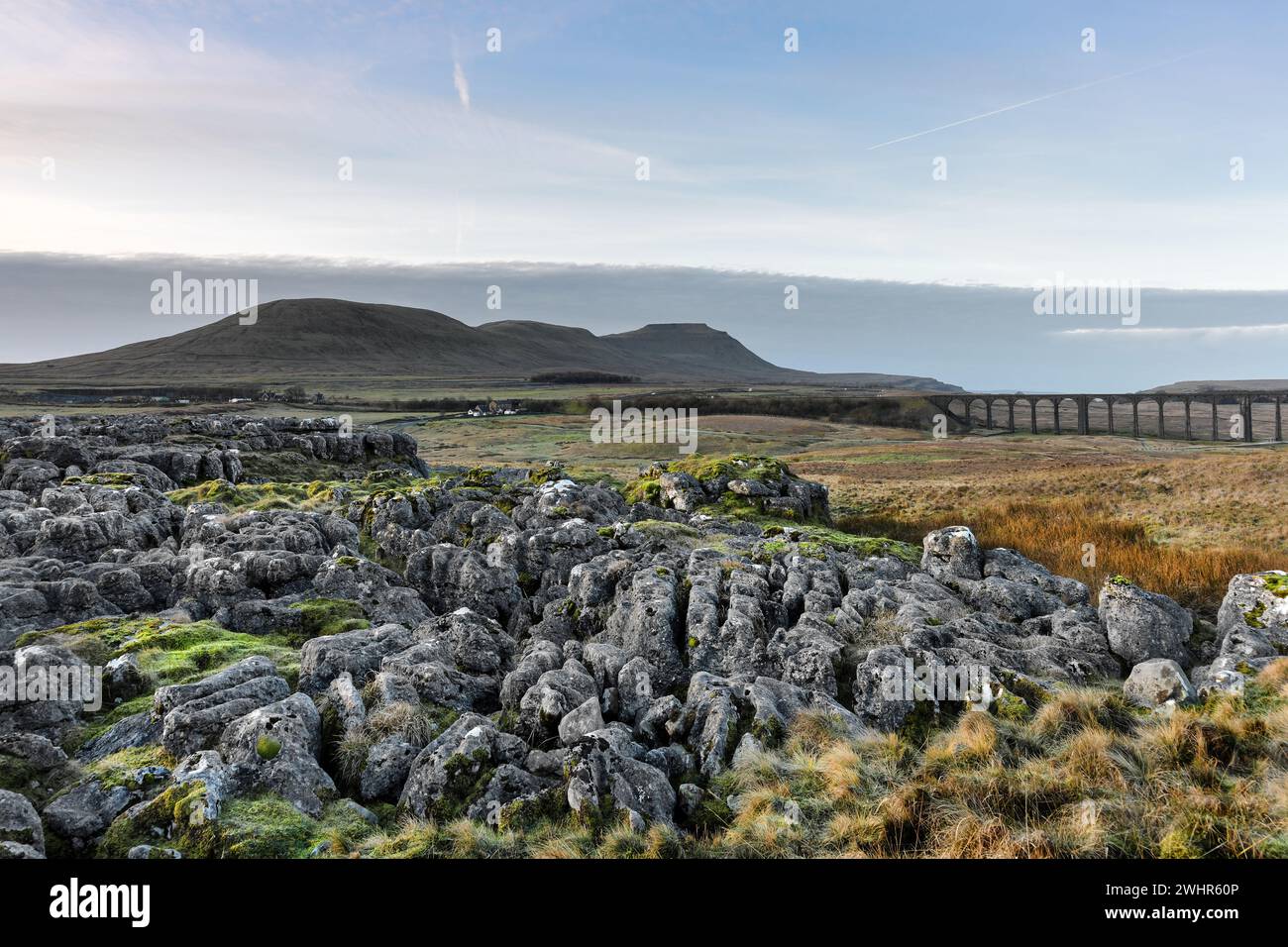 The Ribblehead Viaduct with Ingleborough, Simon Fell and Park Fell ...