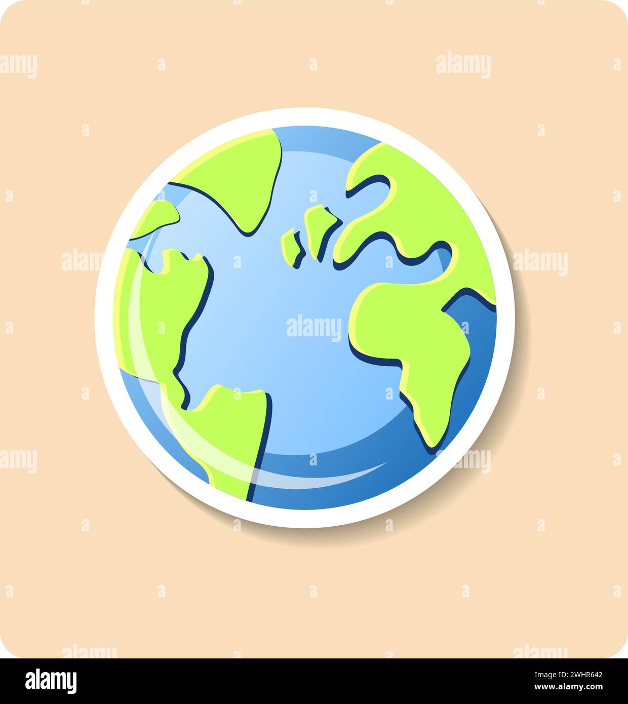 Planet Earth sticker illustration. Round, stars, space, view. Editable ...