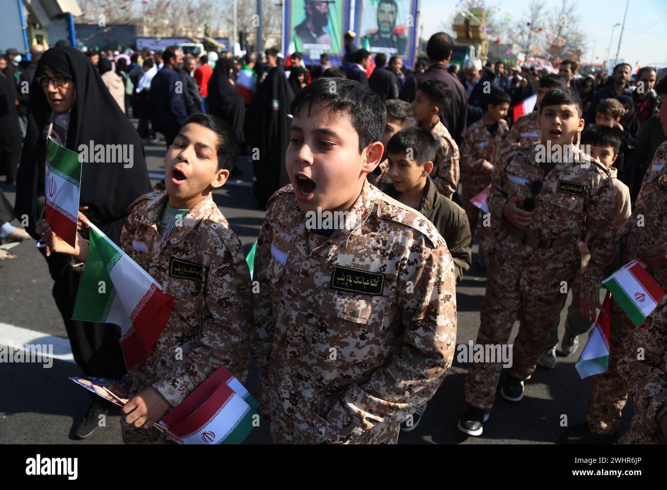Tehran, Iran. 11th Feb, 2024. Iranian boys wearing Islamic ...