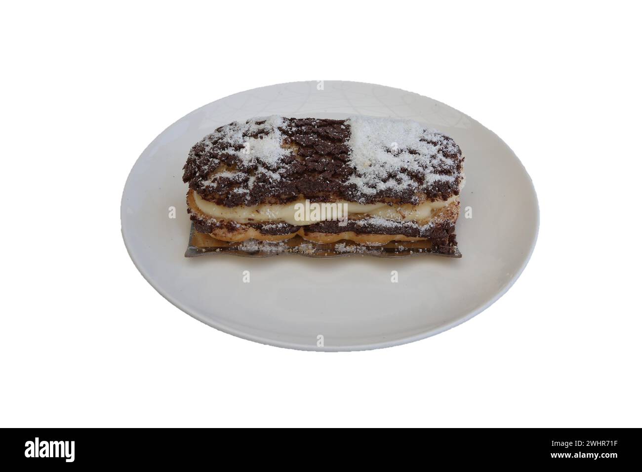 large size eclair cake, isolated on white background Stock Photo - Alamy