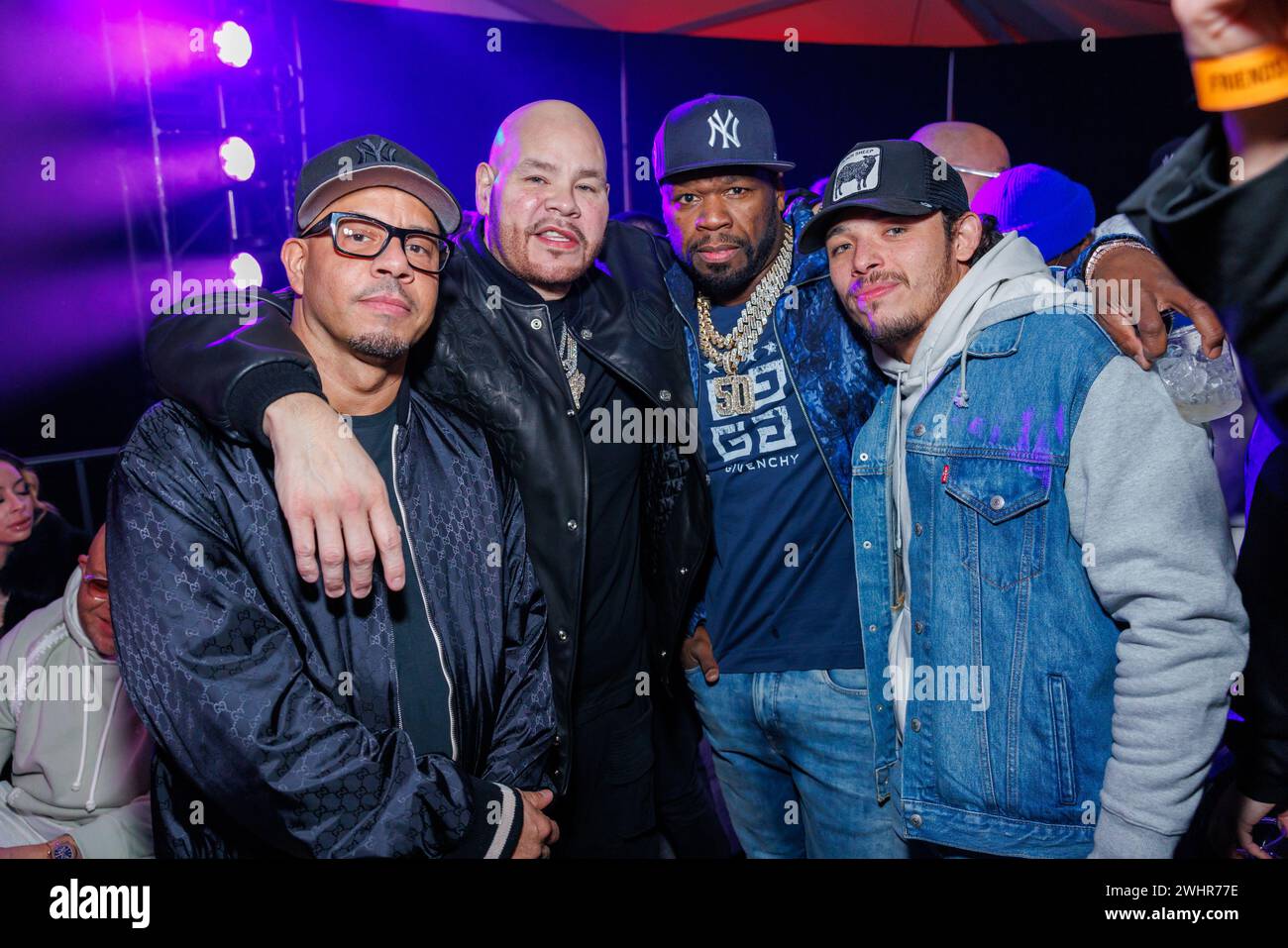 Las Vegas, NV, USA. 10th Feb, 2024. Fat Joe and 50 Cent (middle ...