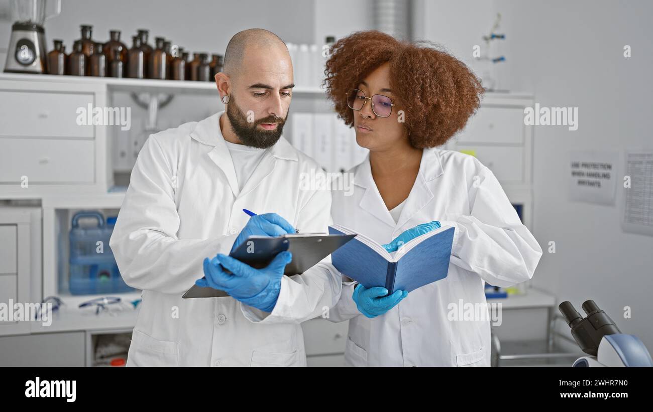 In the heart of the lab, two resolute scientists, checklist in hand ...